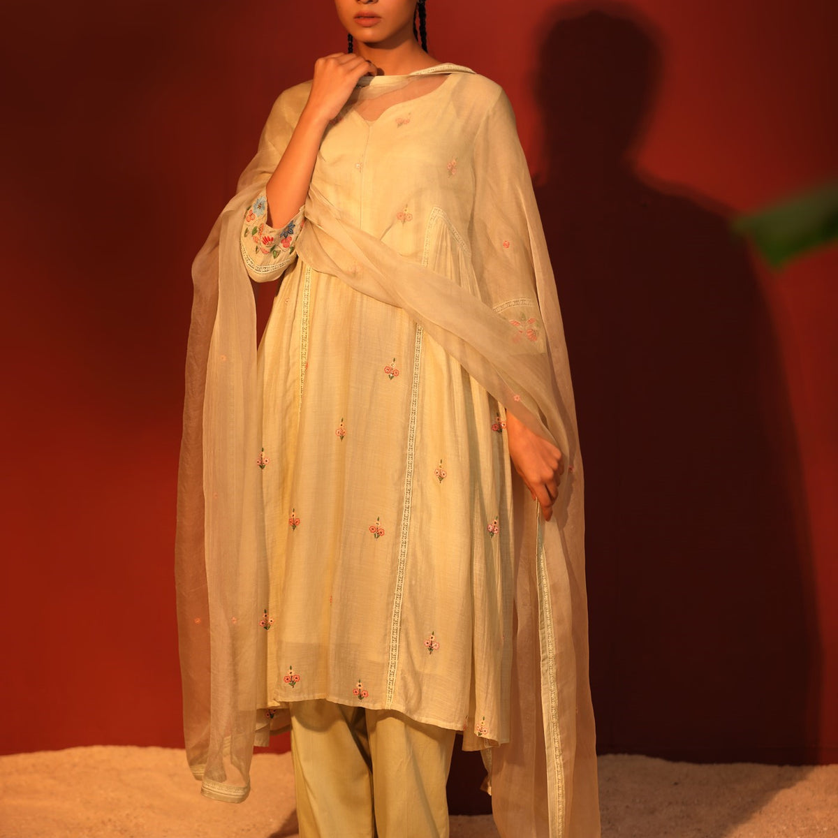 Nanon Side pleats tunic with pants – Shetab Kazmi Design Studio